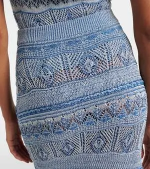 Etro Crochet Ruffled Cotton Midi Skirt