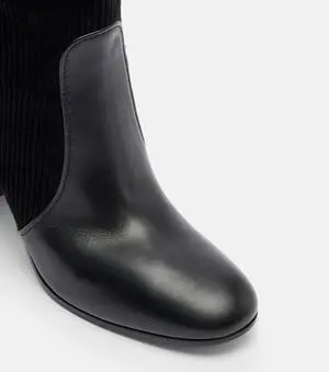 GIANVITO ROSSI Leather And Corduroy Knee-high Boots - Black