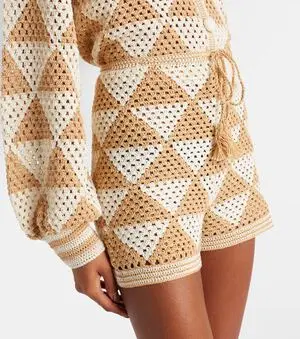 Anna Kosturova Majja Crochet Cotton Shorts - White