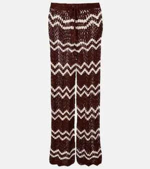 Anna Kosturova Crochet Cotton Straight Pants - Brown