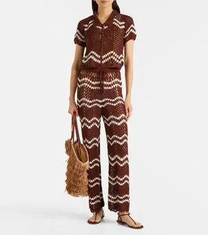 Anna Kosturova Crochet Cotton Straight Pants