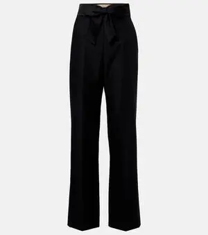 Valentino Garavani Wool And Mohair Straight Pants - Black