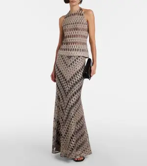 Missoni Open-knit Lamé Maxi Skirt - Beige