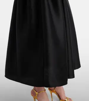 SELF-PORTRAIT Belted Keyhole Cutout Taffeta Midi Dress