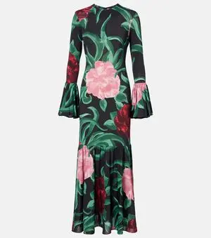 La DoubleJ Alba Floral Jersey Midi Dress - Black