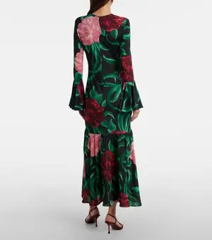 La DoubleJ Alba Floral Jersey Midi Dress - Black