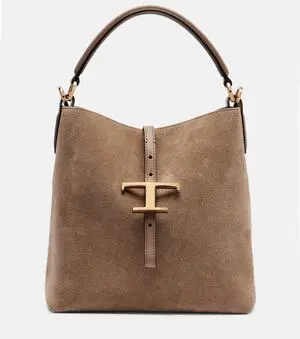TOD'S T Timeless Suede Tote - Beige