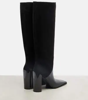 Alaïa 90 Leather And Suede Knee-high Boots - Black