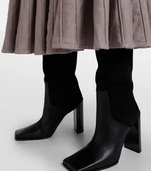 Alaïa 90 Leather And Suede Knee-high Boots - Black