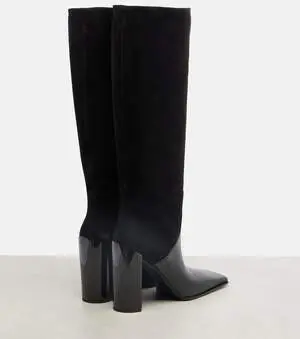Alaïa 90 Leather And Suede Knee-high Boots - Black