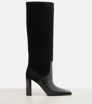 Alaïa 90 Leather And Suede Knee-high Boots - Black