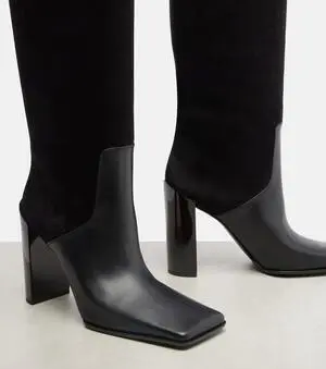 Alaïa 90 Leather And Suede Knee-high Boots - Black