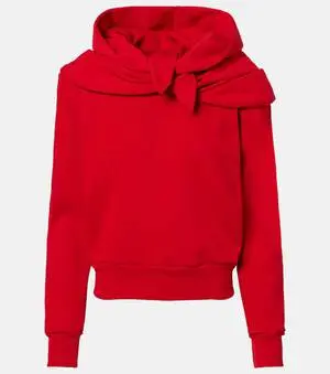 Magda Butrym Scarf-detail Cotton-blend Hoodie - Red