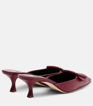 Manolo Blahnik Maysale 50 Snake-effect Leather Mules - Red