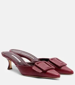 Manolo Blahnik Maysale 50 Snake-effect Mules - Red