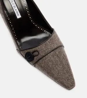Manolo Blahnik Lulumae 70 Herringbone Pumps - Brown