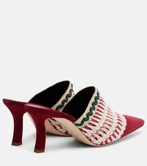 Manolo Blahnik Alo 70 Embroidered Suede Mules