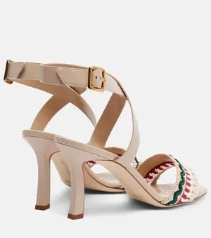 Manolo Blahnik Mabeco 90 Embroidered Leather Sandals