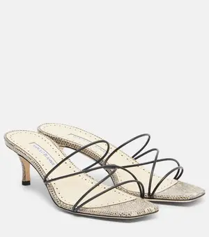 Manolo Blahnik Ninfe 50 Snake-effect Leather Mules - Multicoloured