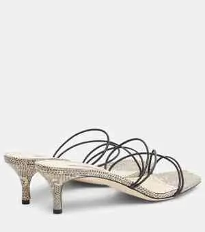 Manolo Blahnik Ninfe 50 Snake-effect Leather Mules