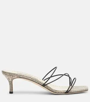 Manolo Blahnik Ninfe 50 Snake-effect Leather Mules