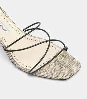 Manolo Blahnik Ninfe 50 Snake-effect Leather Mules