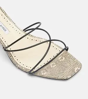 Manolo Blahnik Ninfe 50 Snake-effect Leather Mules