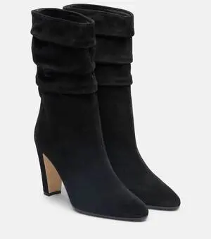 Manolo Blahnik Calasso Suede Mid-calf Boots - Black