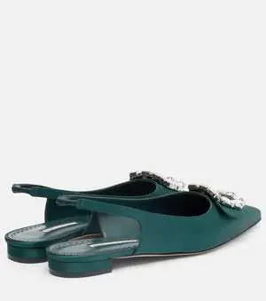 Manolo Blahnik Mayjou Satin Slingback Flats