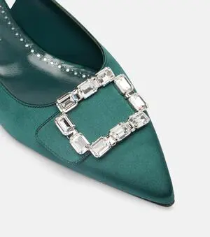 Manolo Blahnik Mayjou Satin Slingback Flats