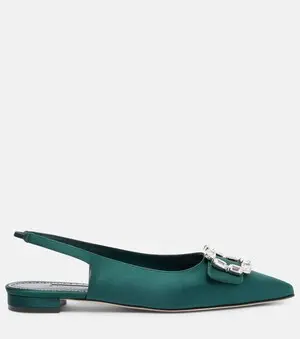 Manolo Blahnik Mayjou Satin Slingback Flats