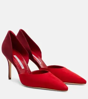 Manolo Blahnik Taylerbinu 90 Suede Pumps - Red