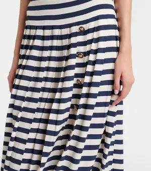 Rixo Lea Striped Midi Skirt