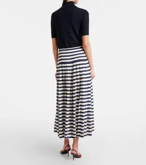 Rixo Lea Striped Midi Skirt - Blue