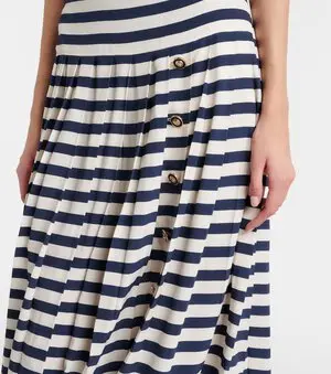 Rixo Lea Striped Midi Skirt - Blue