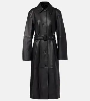 Women's Belted Leather Coats