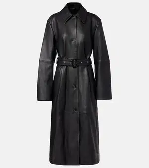 TOTEME Belted Leather Coat - Black