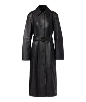 TOTEME Belted Leather Coat - Black