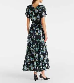 Rixo Kimmie Floral Ruffled Silk Midi Dress - Multicoloured