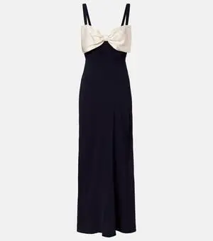 Rixo Bow-detail Satin Midi Dress - Blue