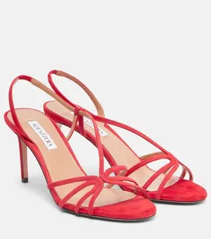 AQUAZZURA Talk To Me 75 Suede Sandals - Red
