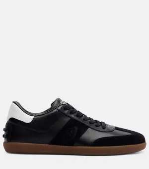 TOD'S Suede-trimmed Leather Sneakers - Black