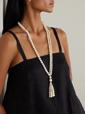 Le Sundial Venice Opera Tasseled Stone Necklace - Neutrals