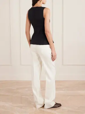 Faithfull The Brand Mina Linen Peplum Top - Black