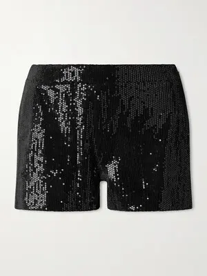 Veronica De Piante Helena Sequined Velvet Shorts - Black