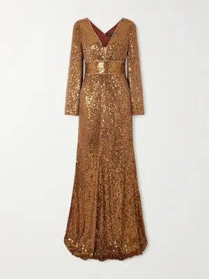 Jenny Packham June Embellished Sequined Mesh Gown