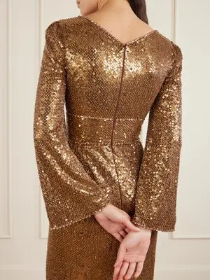 Jenny Packham June Embellished Sequined Mesh Gown