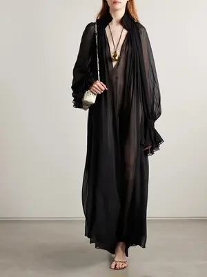 Khaite Gathered Silk-chiffon Maxi Dress