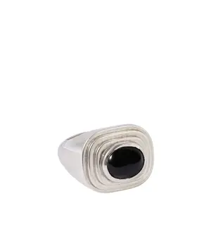 Le Sundial The Deco Onyx Ring - Silver