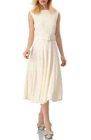 IVONNE Sleeveless Midi Dress With Belt - Natural